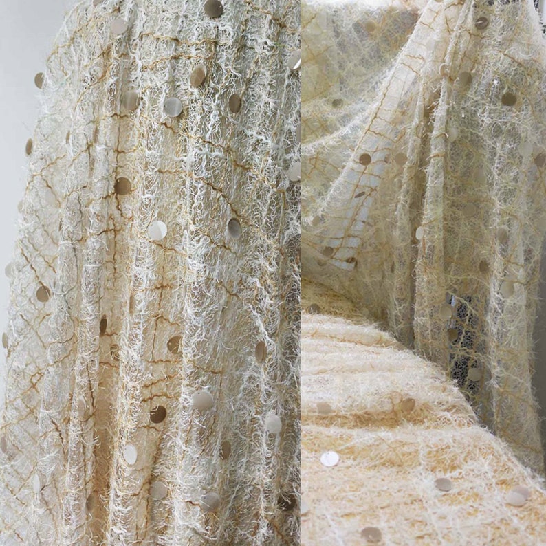 Yellow Feather Mesh Fabrictassels Lace Fabric With - Etsy