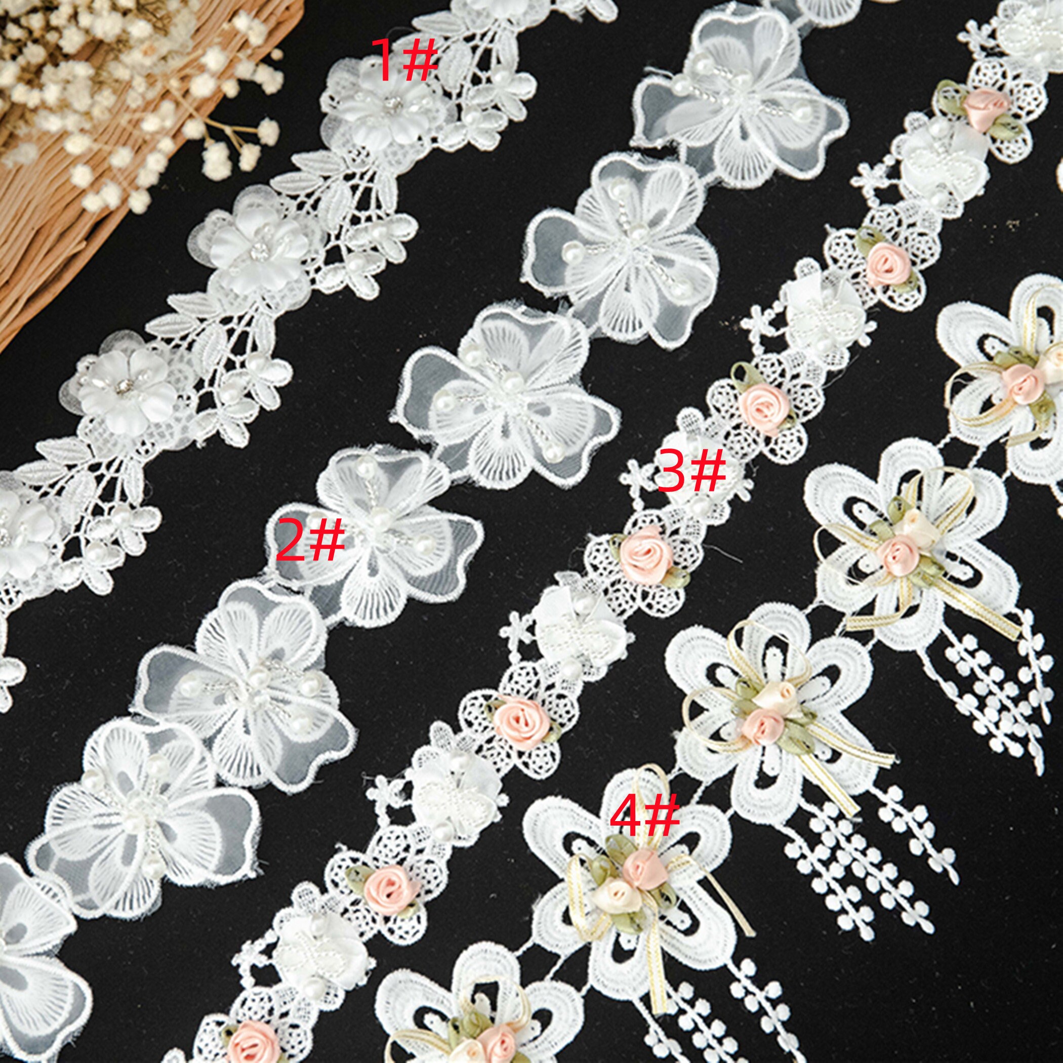 3D Floral Embroidered Lace Trim: Bridal Garment Ribbon - Etsy