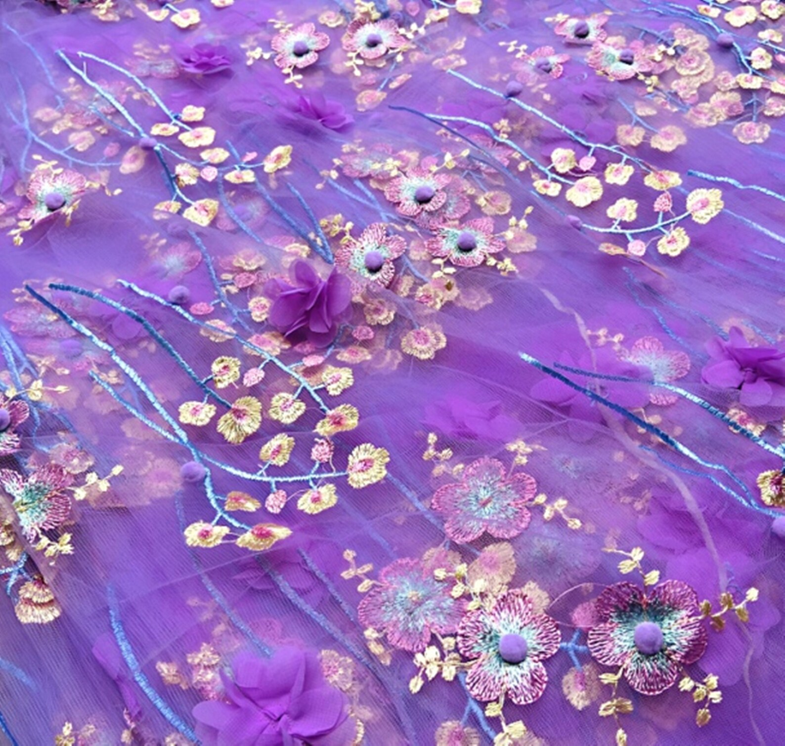 3D Flower Mesh Lace Fabricembroidered Floral Lacesoft Tulle - Etsy