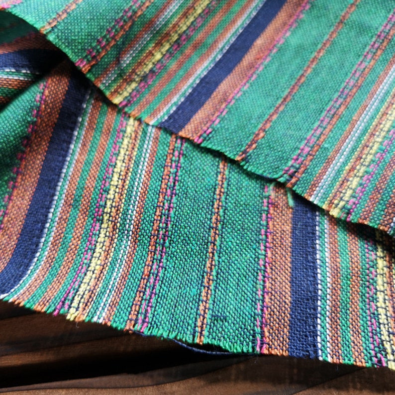 Green stripe linen fabric vintage linen cotton blend fabric | Etsy