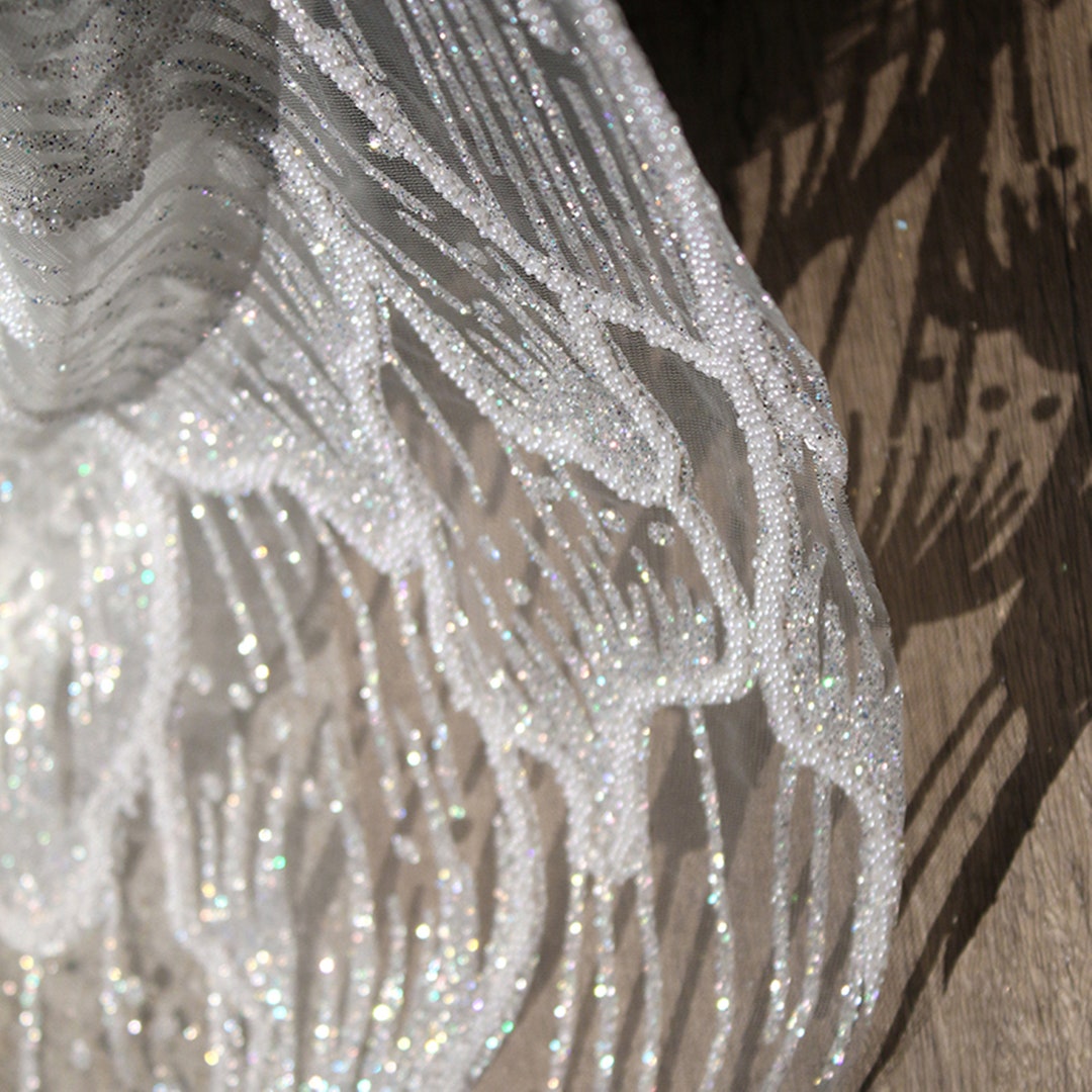 Luxury White Lace,shiny Mesh Fabric,pearl Mesh Fabric,gilding Fabric ...