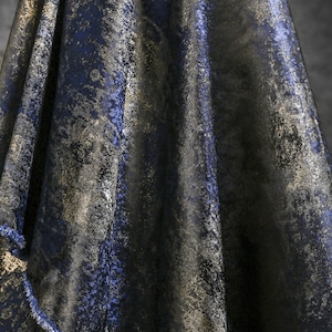 Navy Gold Shiny Fabric,gilding Design Fabric,vintage Dress Fabric ...