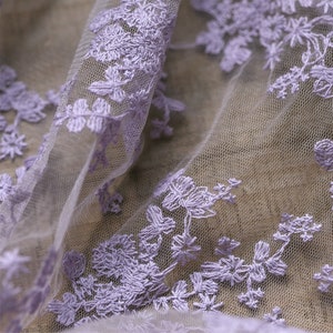 Purple Mesh Lace Fabric,embroidered Floral Lace,soft Tulle Lace Fabric ...