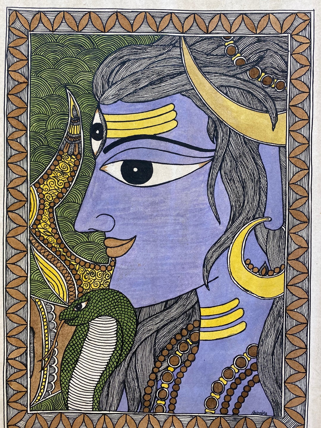 Shiva Traditional Handmade Natural Colours Painting. Beautiful Shiva ...