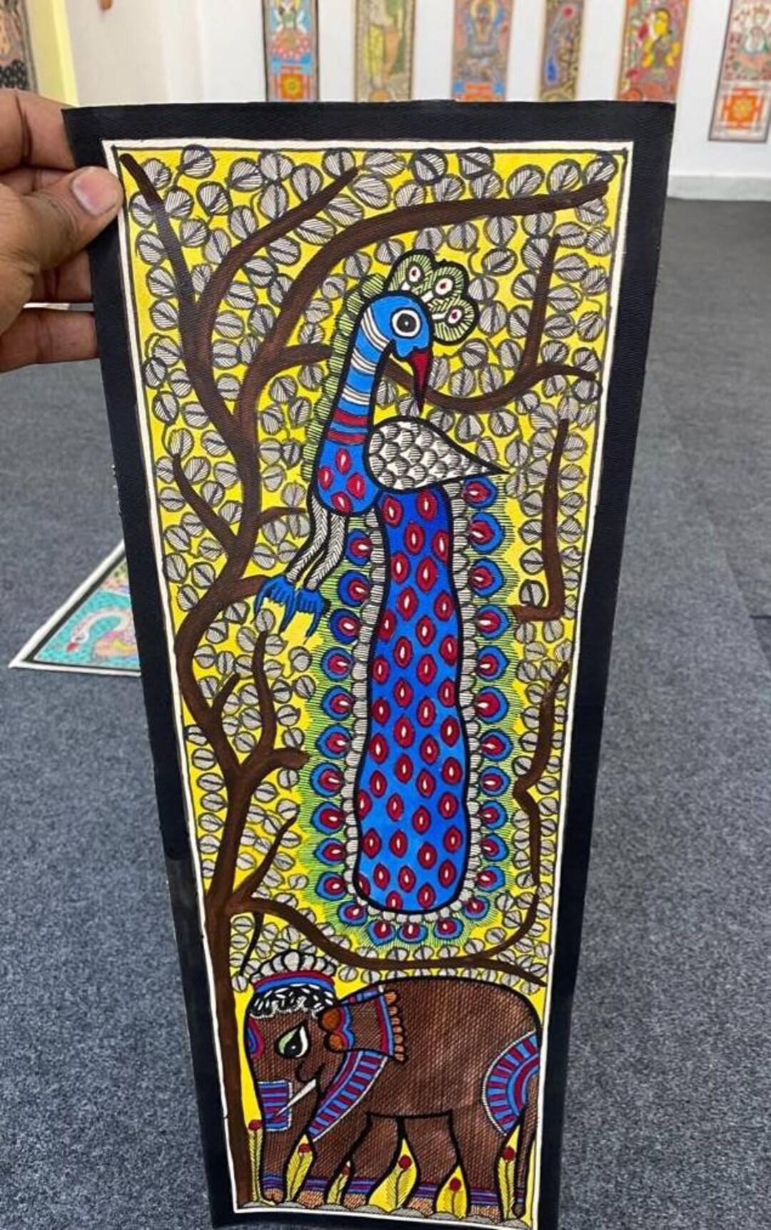 Traditional Art of India, Elephant & Peacock Painting, House Wall Decor ...