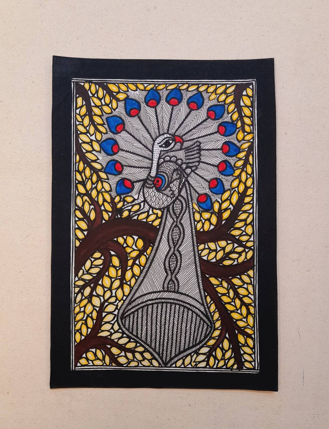 Tree of Life Painting & Peacock Artwork, Traditional Art of India ...