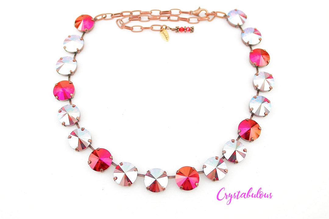 Collier en cristal rouge premium, marque renommée fine cristal ...