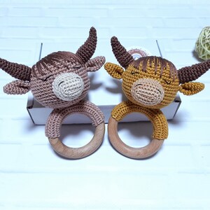 Crochet Baby Rattle Crochet Cow Crochet Highland Cow Cow Baby Gift ...