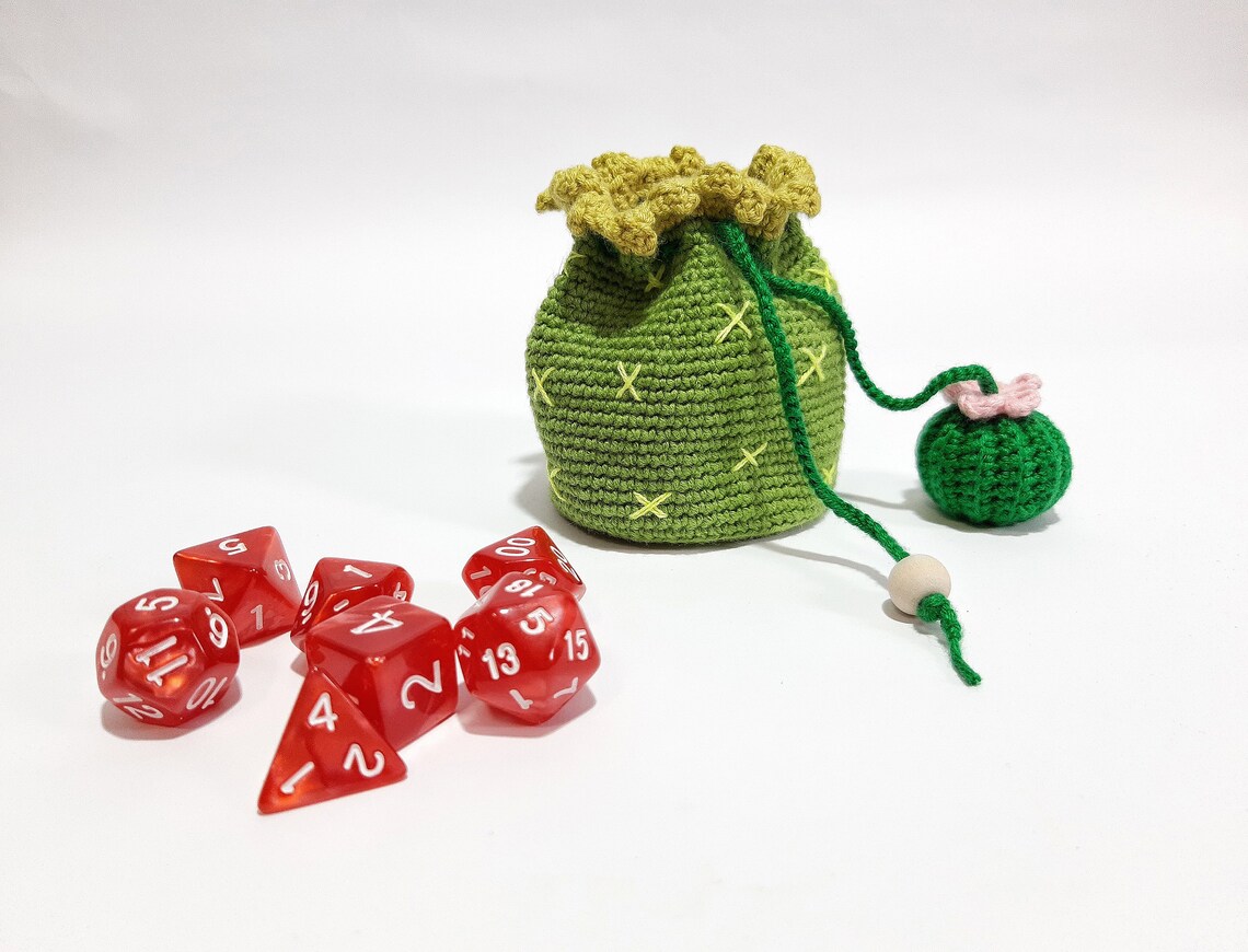 Crochet Dice Bag Pattern Crochet Bag Pattern Dice Holder Treasure Bag ...