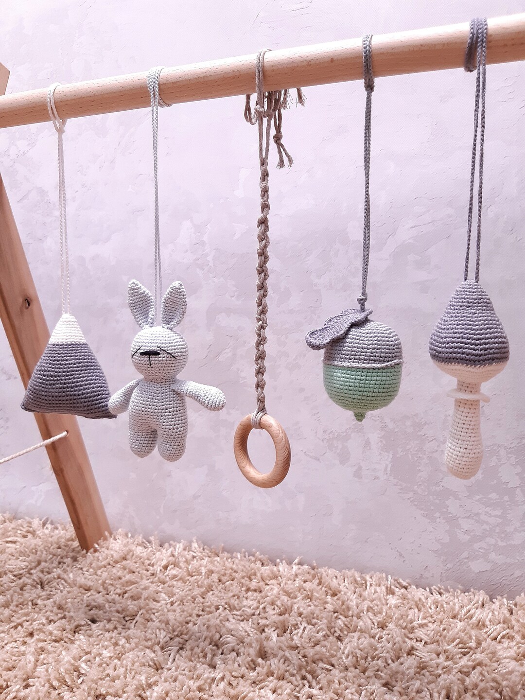Baby Gym Toys Baby Hanging Toys Baby Play Gym Toys Crochet Bunny ...