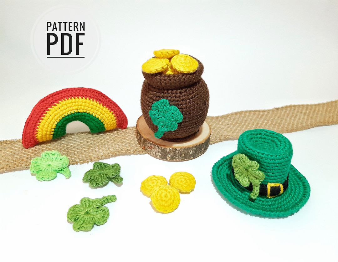 St Patricks Day Crochet Patterns St Patricks Day Decor Pot of Gold St ...