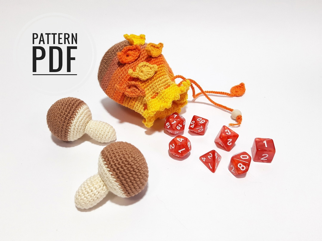 Crochet Dice Bag Pattern Dice Holder Crochet Drawstring Pouch Crocheted ...
