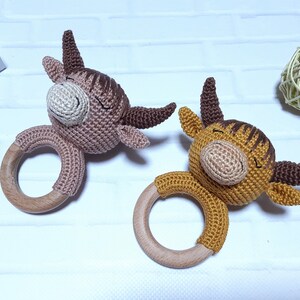 Crochet Baby Rattle Crochet Cow Crochet Highland Cow Cow Baby Gift ...
