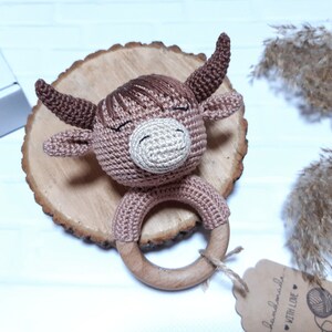 Crochet Baby Rattle Crochet Cow Crochet Highland Cow Cow Baby Gift ...
