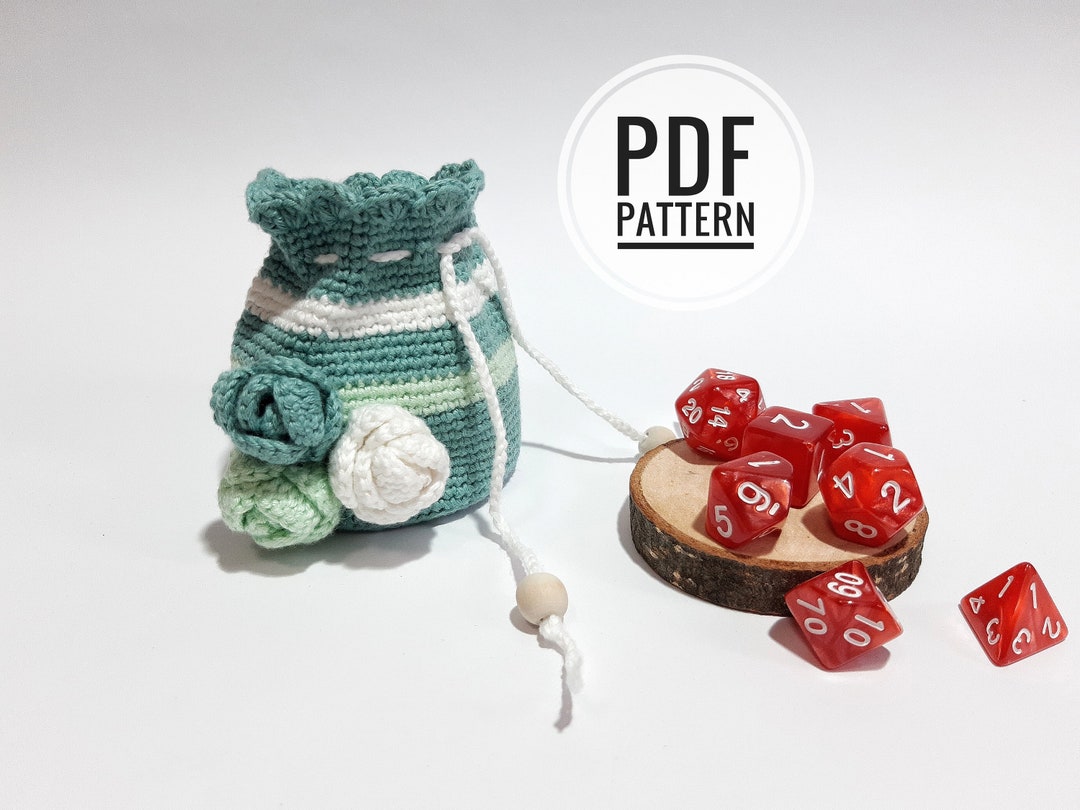 Crochet Dice Bag Patterns Crochet Bag Pattern Drawstring Dice Bag Dice ...