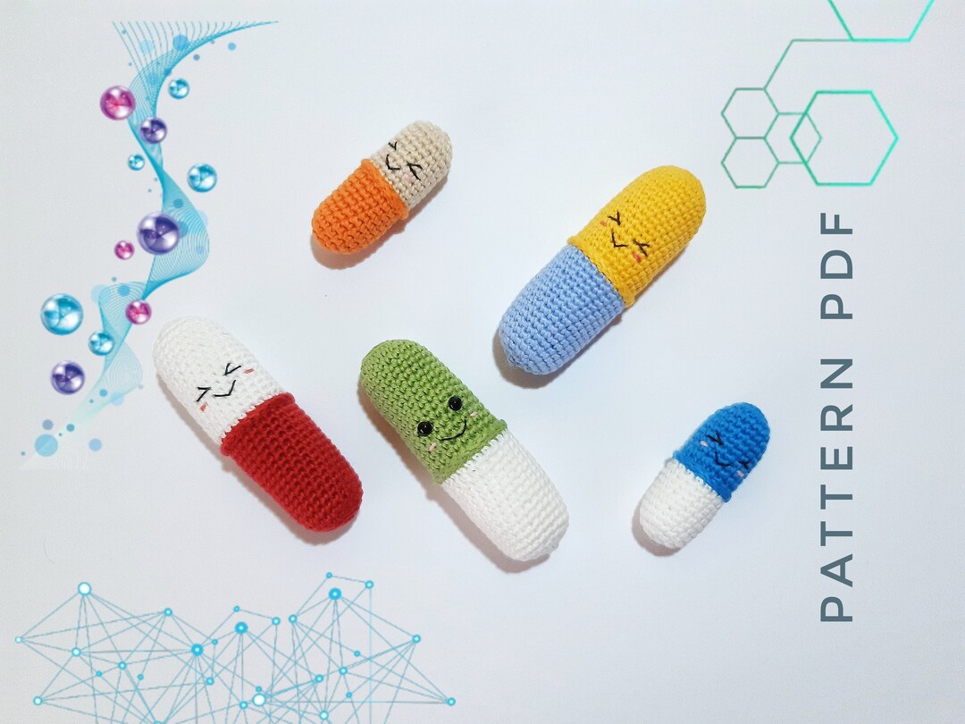 Chill Pill Kawaii Plushie Amigurumi Pills Crochet Pattern Happy Pills ...