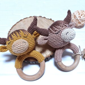 Crochet Baby Rattle Crochet Cow Crochet Highland Cow Cow Baby Gift ...