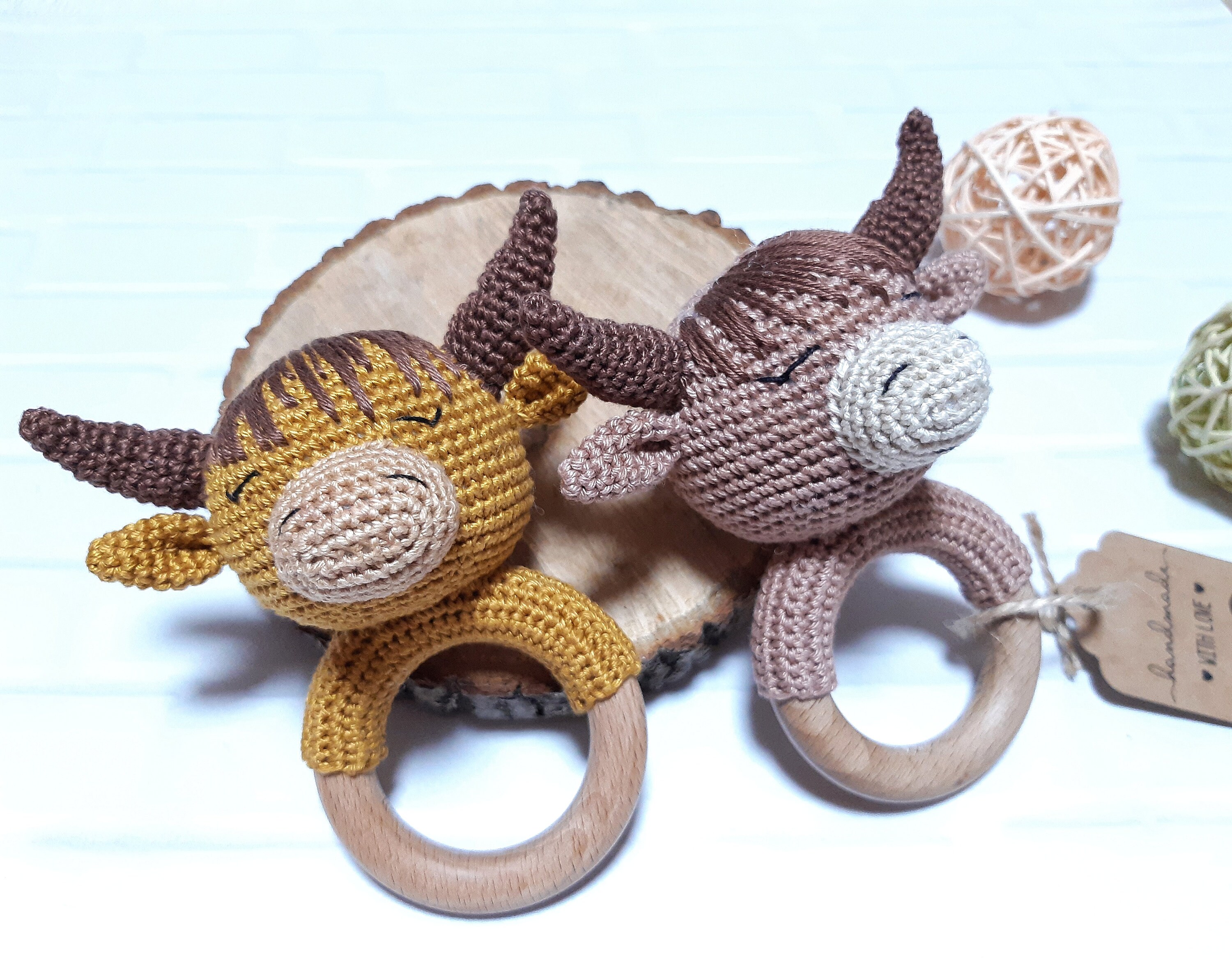 Crochet Baby Rattle Crochet Cow Crochet Highland Cow Cow Baby Gift ...