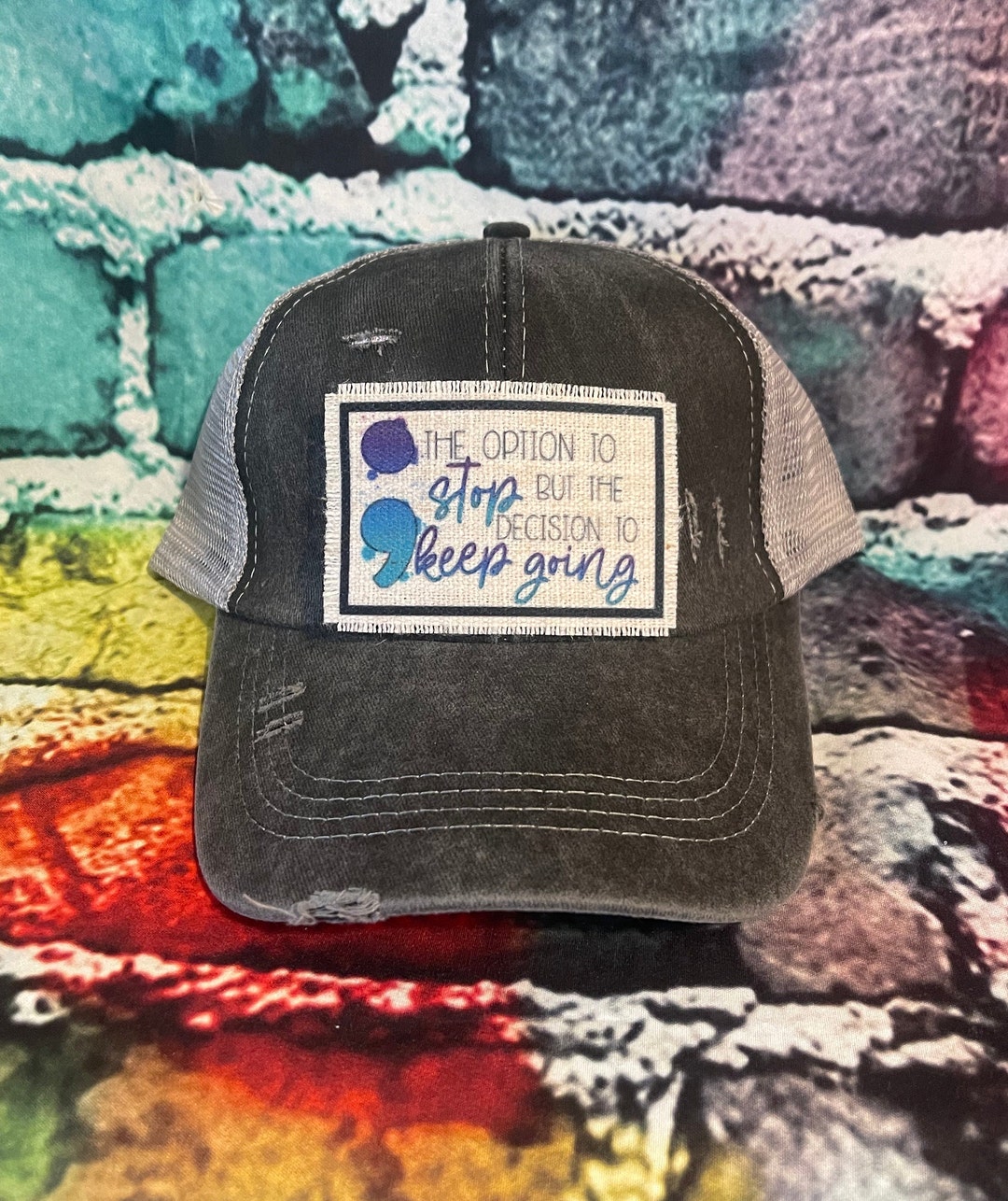 Keep Going Mental Health Hat | Mental Health Patched Hat | Gift for Her ...