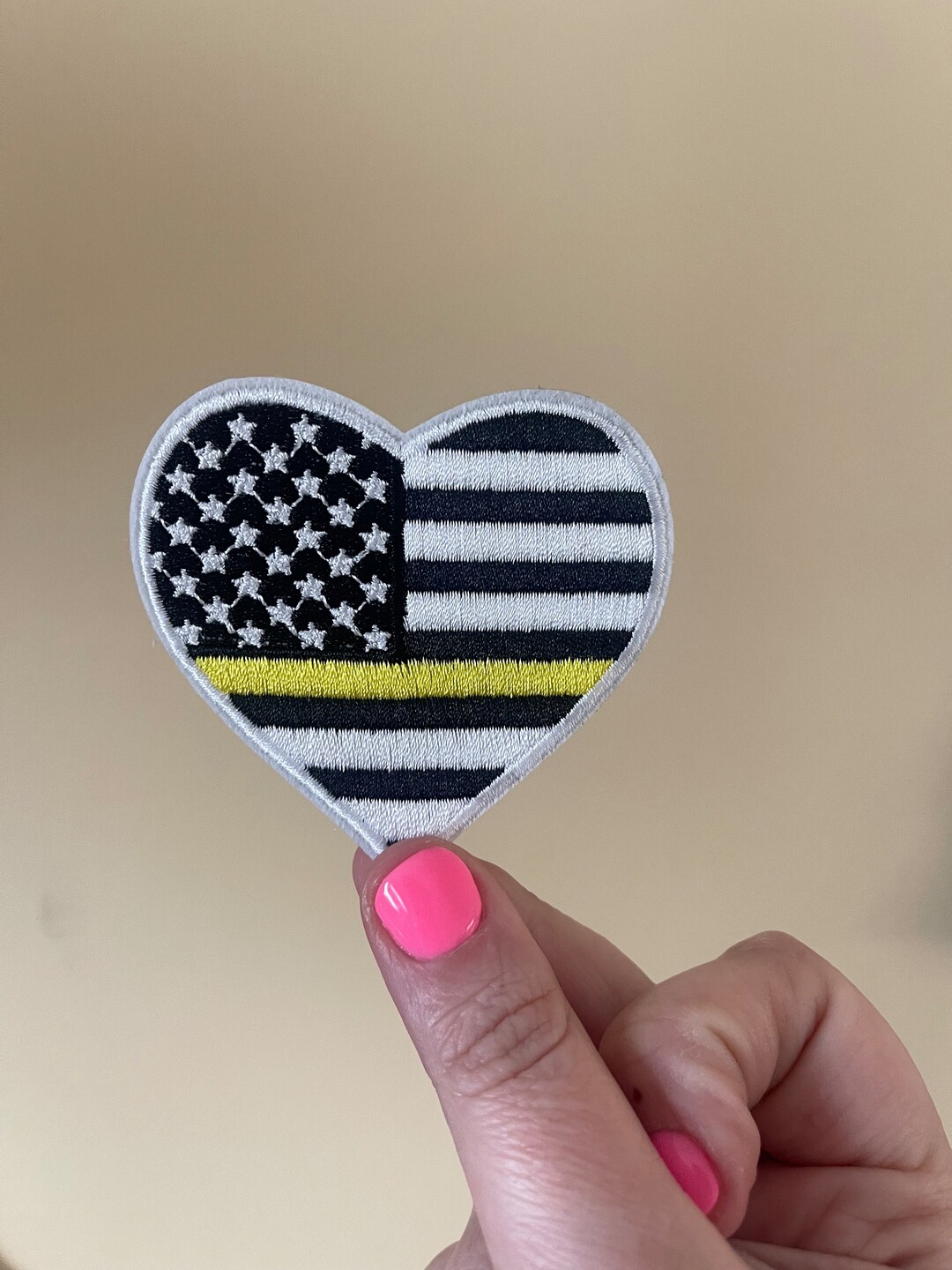 Thin Yellow Line Heart Iron on Hat Patch | Hat Accessory | Trucker Hat ...