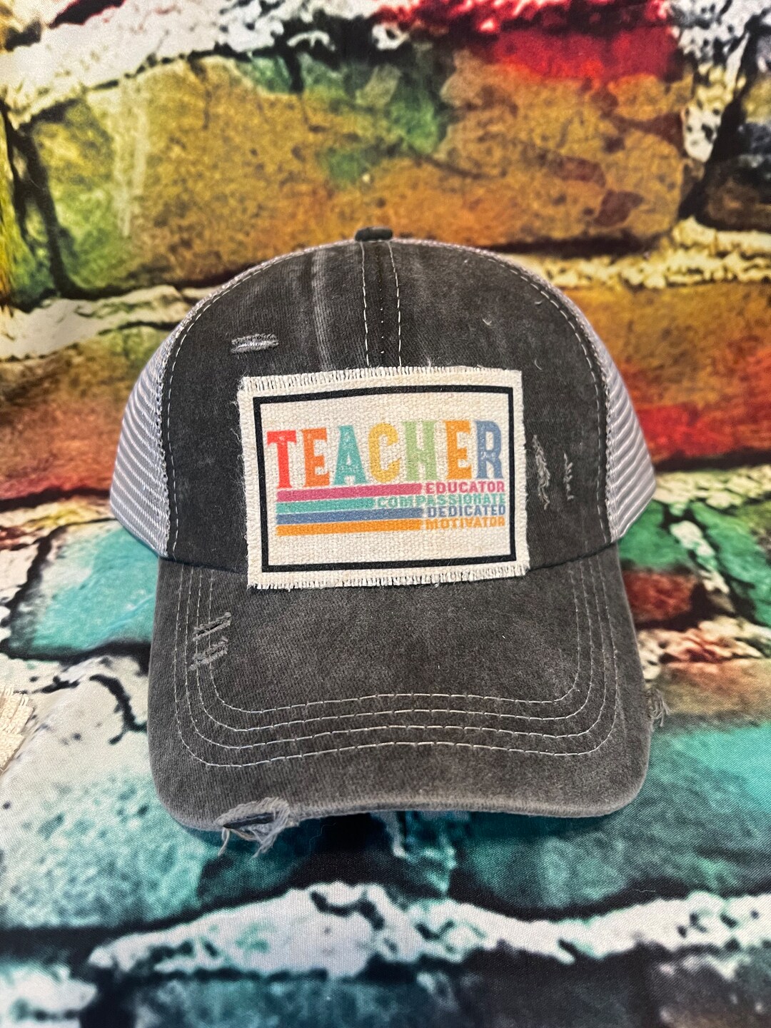 Teacher Patched Ponytail Hat | Teacher Gift | Teacher Life | End of ...