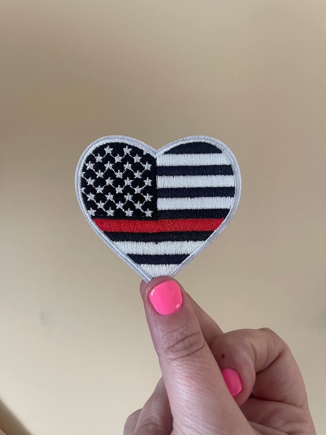 Thin Red Line Heart Iron on Hat Patch | Hat Accessory | Trucker Hat ...