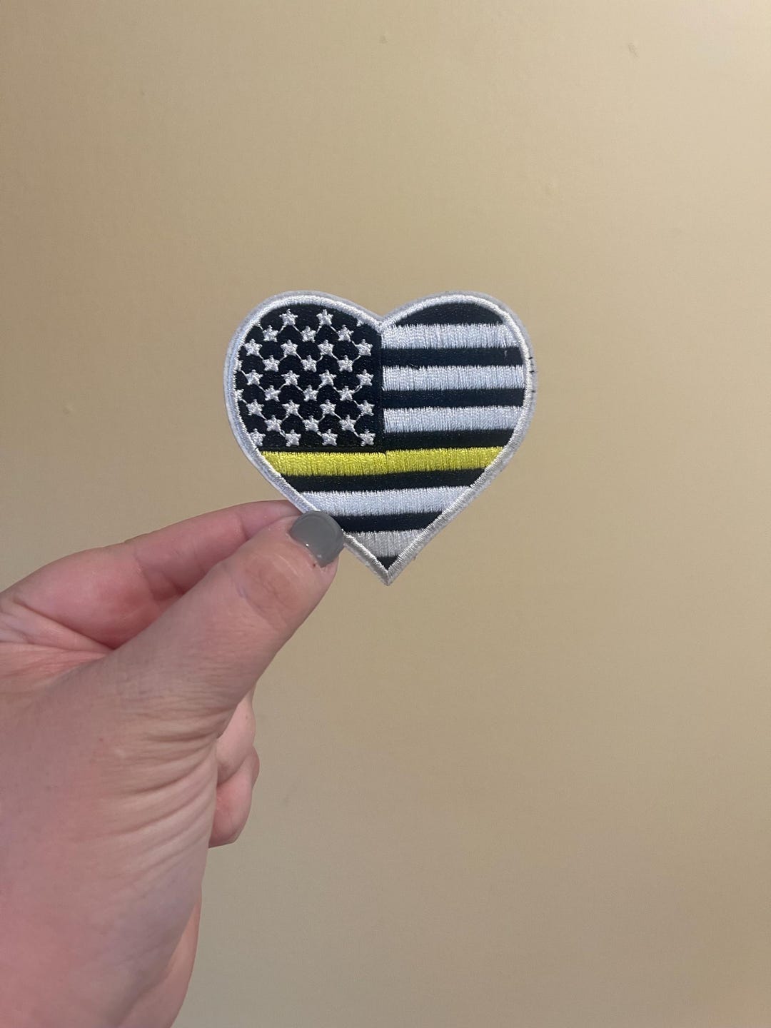 Thin Yellow Line Heart Iron on Hat Patch | Hat Accessory | Trucker Hat ...