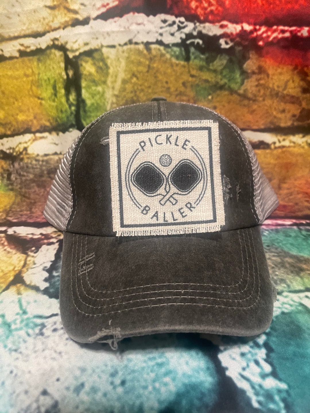 Pickle Baller Patched Ponytail Hat| Sports Mom Gift | Pickle Ball Lover ...