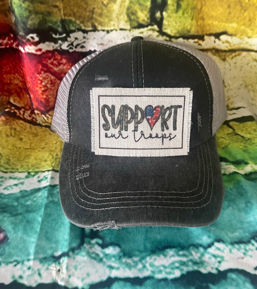 Support Our Troops Patched Hat Red White & Blue Summertime Hat for Mom ...