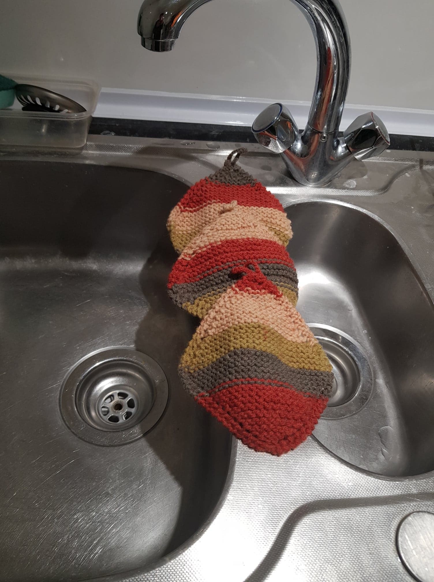Hand Knitted Pair Wool Cup Dish Cloths 3 Pieces - Etsy