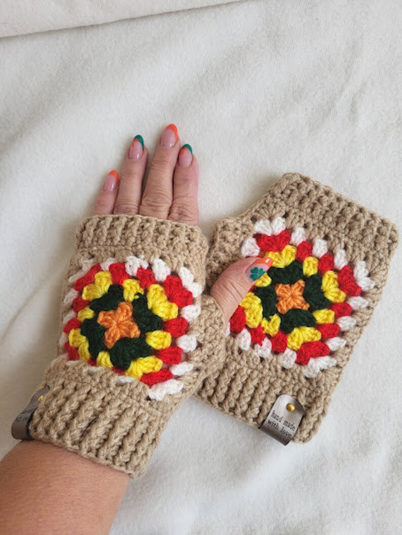 Crochet Fingerless Gloves. Granny Square Fingerless Gloves. - Etsy