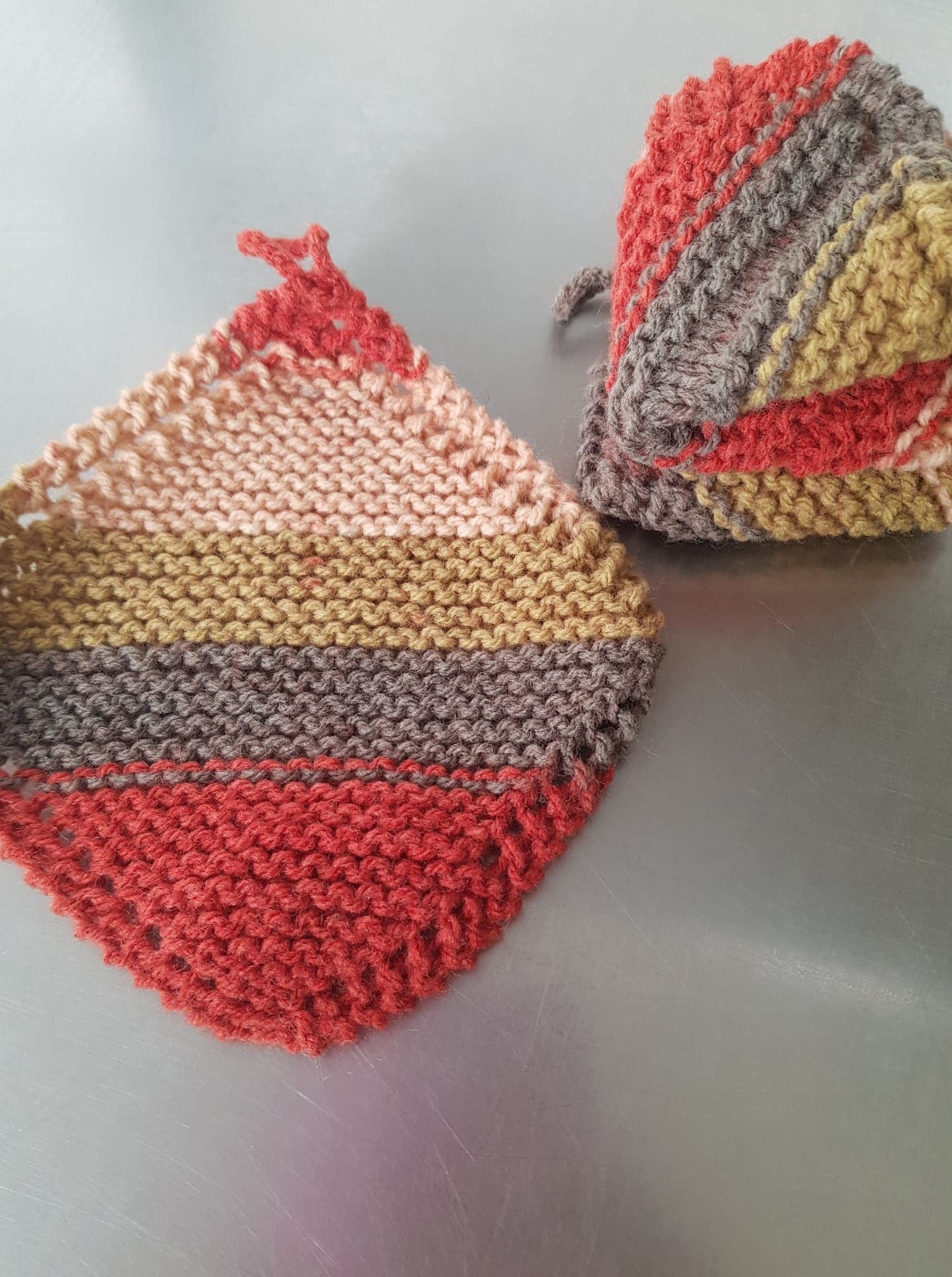 Hand Knitted Pair Wool Cup Dish Cloths 3 Pieces - Etsy