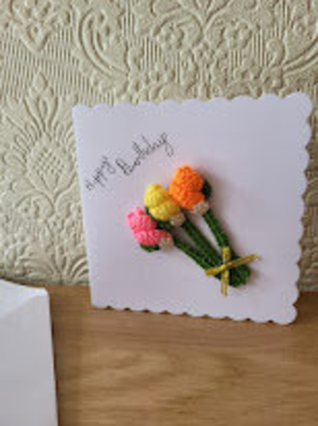 Crochet Card. Crochet Birthday Card. Crochet Flowers Card.card Happy ...