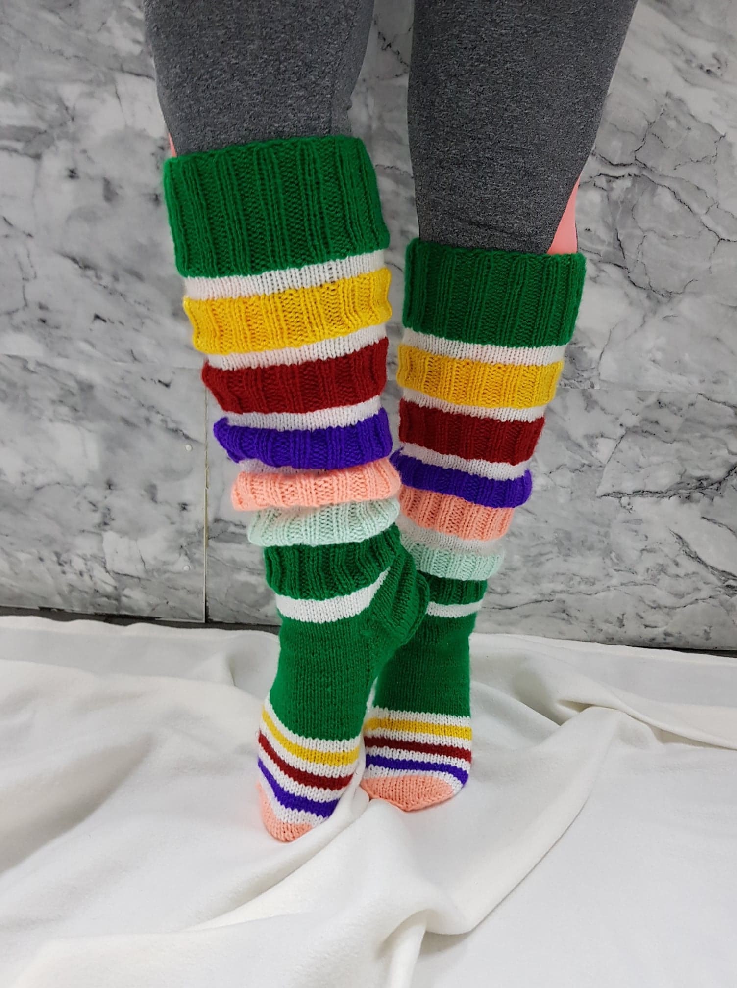 Knitted Long Socks Women's Over the Knee Socks, Knitted Boot Socks ...