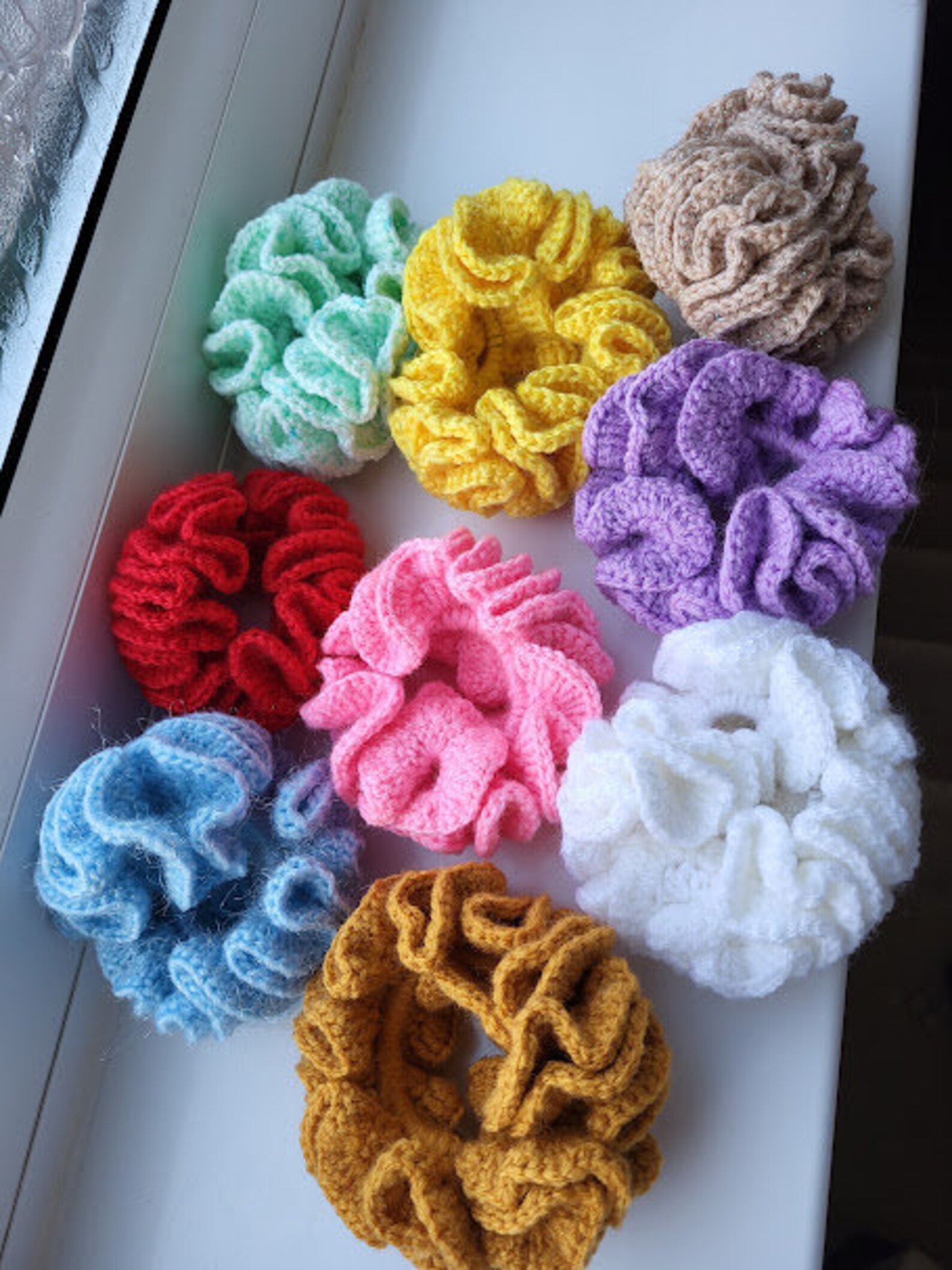Crochet Scrunchie Crocheted Hear Scrunchie's Extra Large Crochet ...