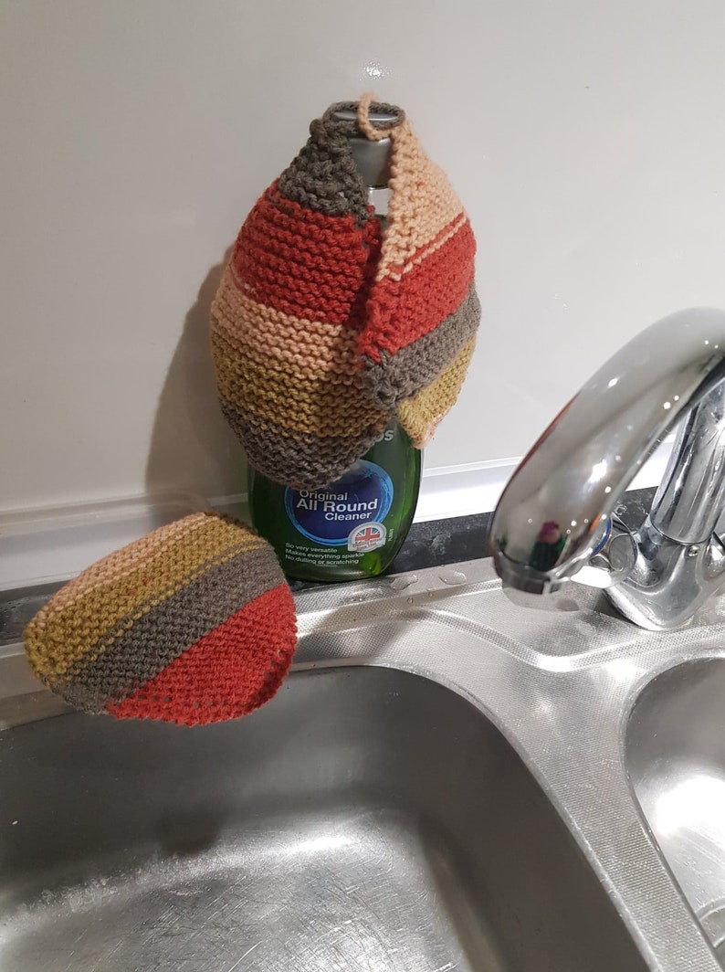 Hand Knitted Pair Wool Cup Dish Cloths 3 Pieces - Etsy