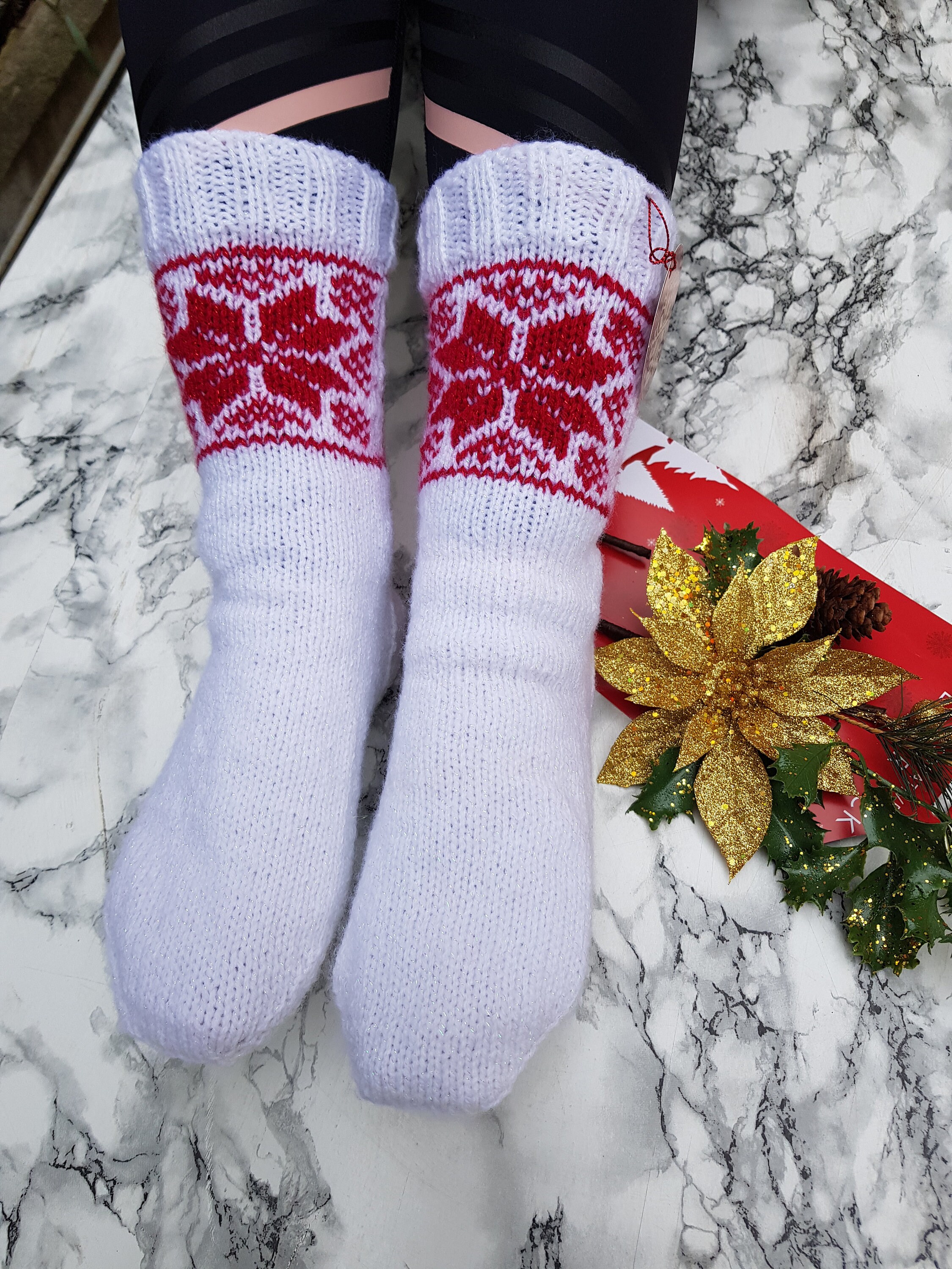 Hand Knitted Socks Hand Made Wool Socks Christmas Socks - Etsy