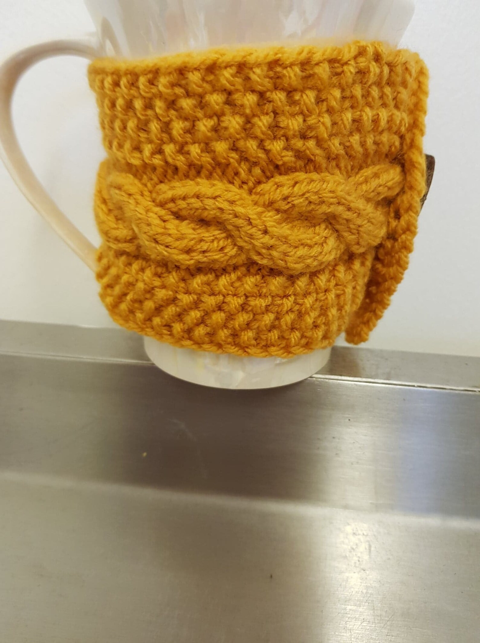 Knitted Coffee Cup Cosy,hand Knitting Cable White, Coffee Cup Cosy - Etsy