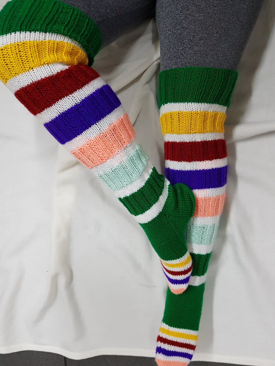 Knitted Long Socks Women's Over the Knee Socks, Knitted Boot Socks ...