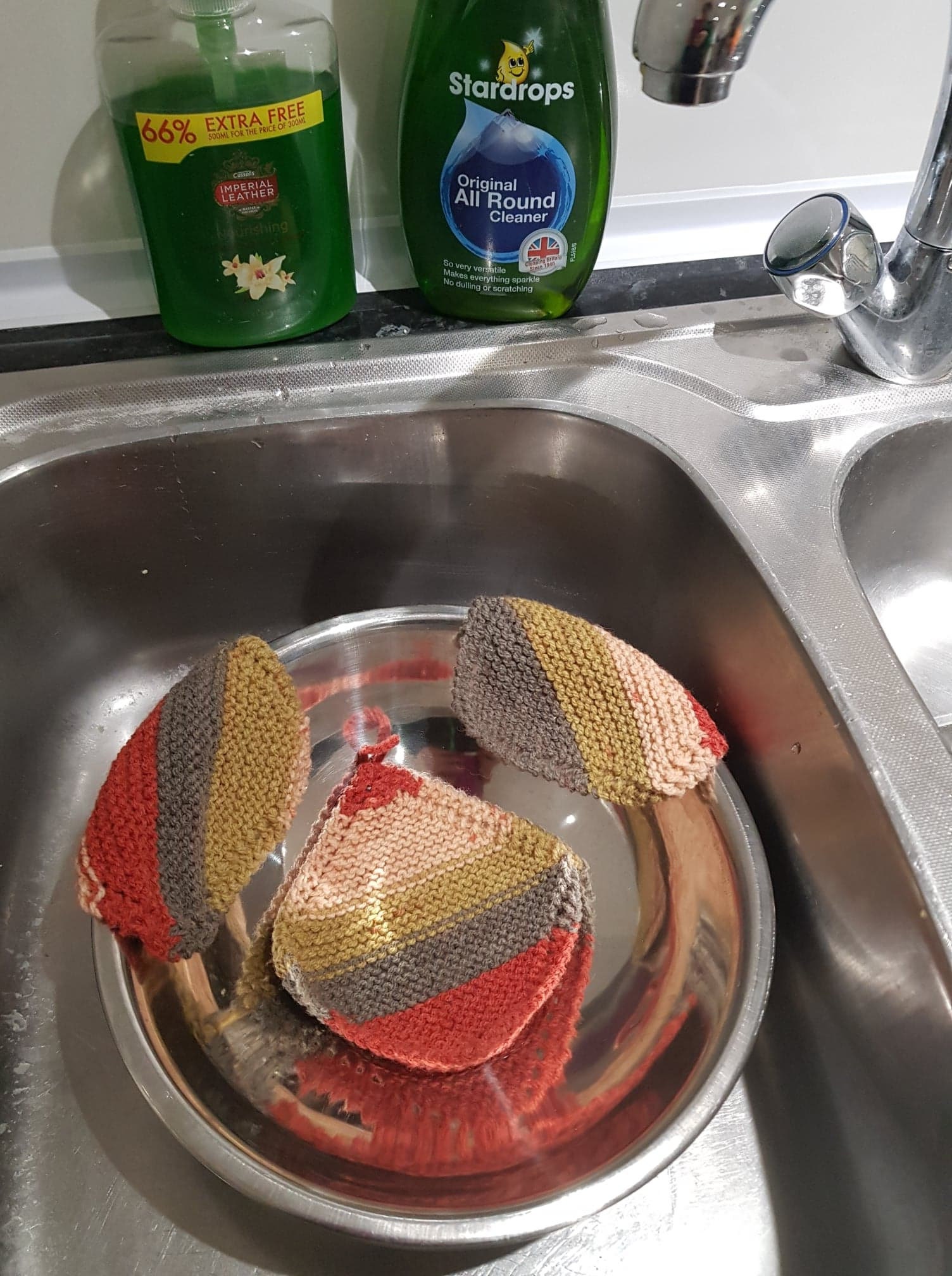 Hand Knitted Pair Wool Cup Dish Cloths 3 Pieces - Etsy