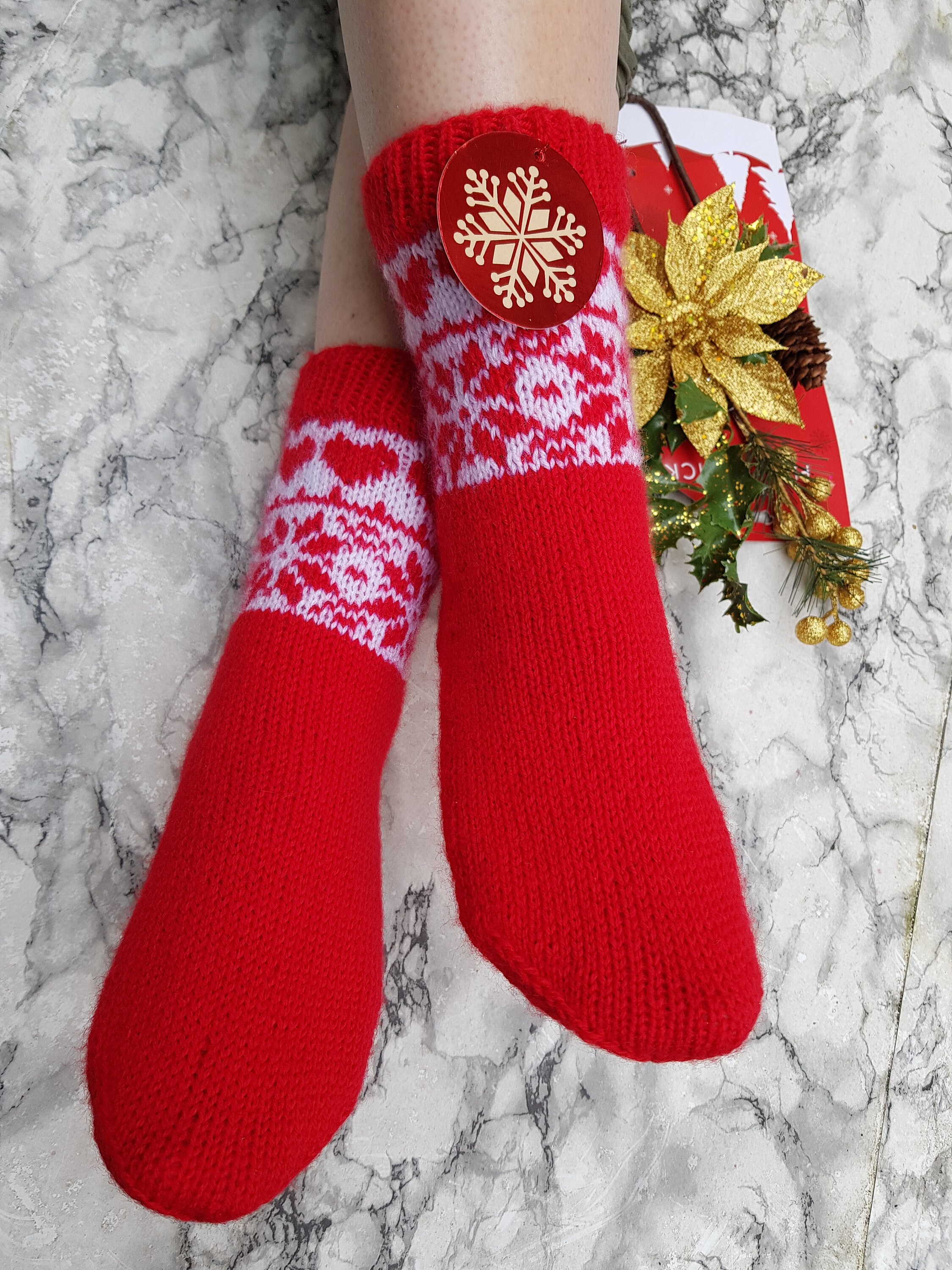 Hand Knitted Socks Hand Made Wool Socks Christmas Socks - Etsy