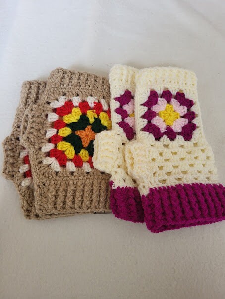 Crochet Fingerless Gloves. Granny Square Fingerless Gloves. - Etsy