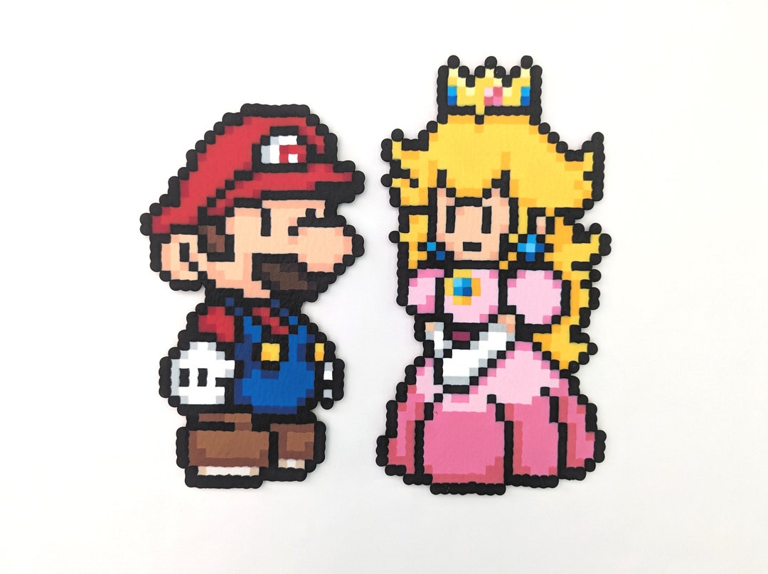 Paper Mario and Paper Peach Perler Pixel Art - Etsy