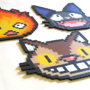 Calcifer, Jiji, and Catbus Perler Pixel Art - Etsy