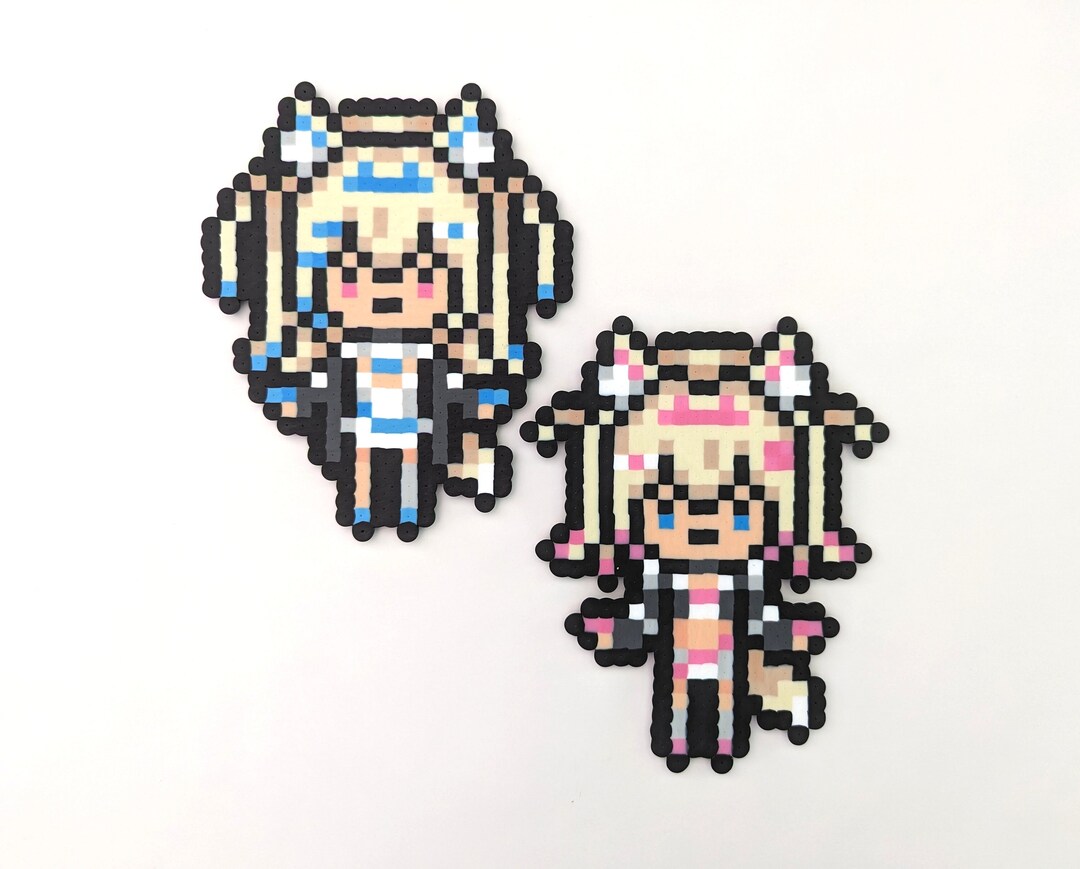 Fuwawa and Mococo Perler Pixel Art - Etsy