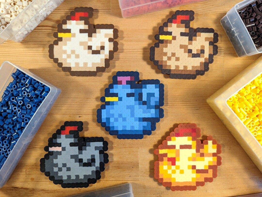 Sleepy Stardew Valley Chicken Perler Pixel Art (with Magnet Option!) - Etsy