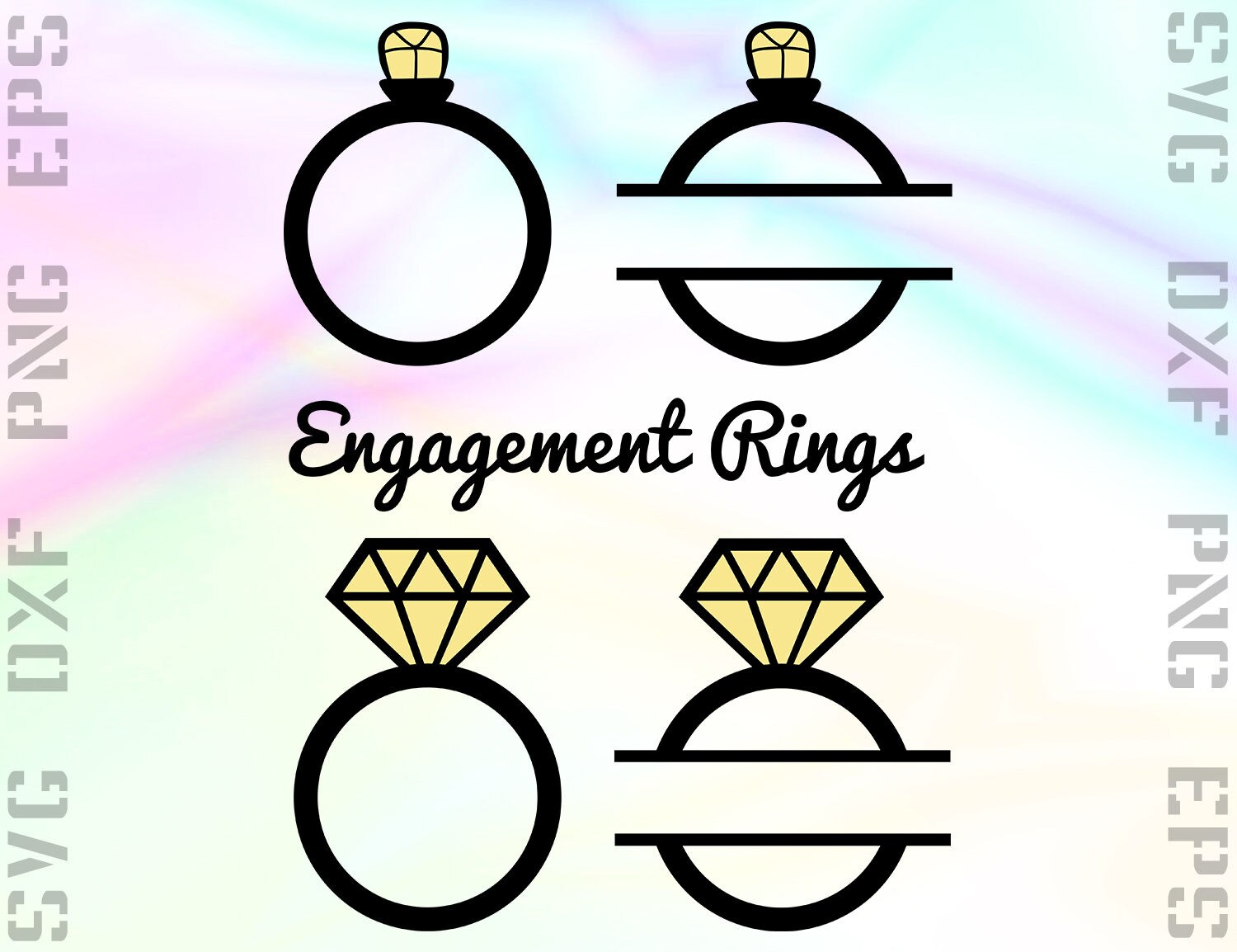 Engagement Rings SVG Files Engagement Ring Clipart Ring | Etsy