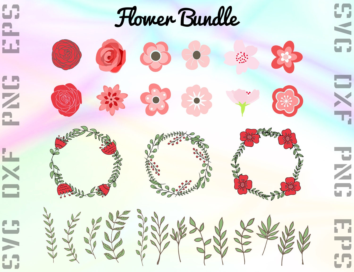 Floral SVG Files Floral Dxf Files Flower Clipart Flower | Etsy