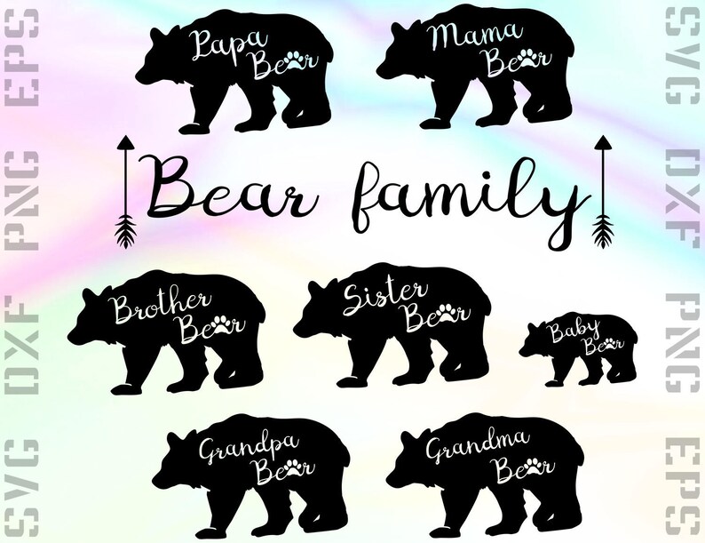 Bear Family SVG Files Bear Family Dxf Files Mama Bear - Etsy