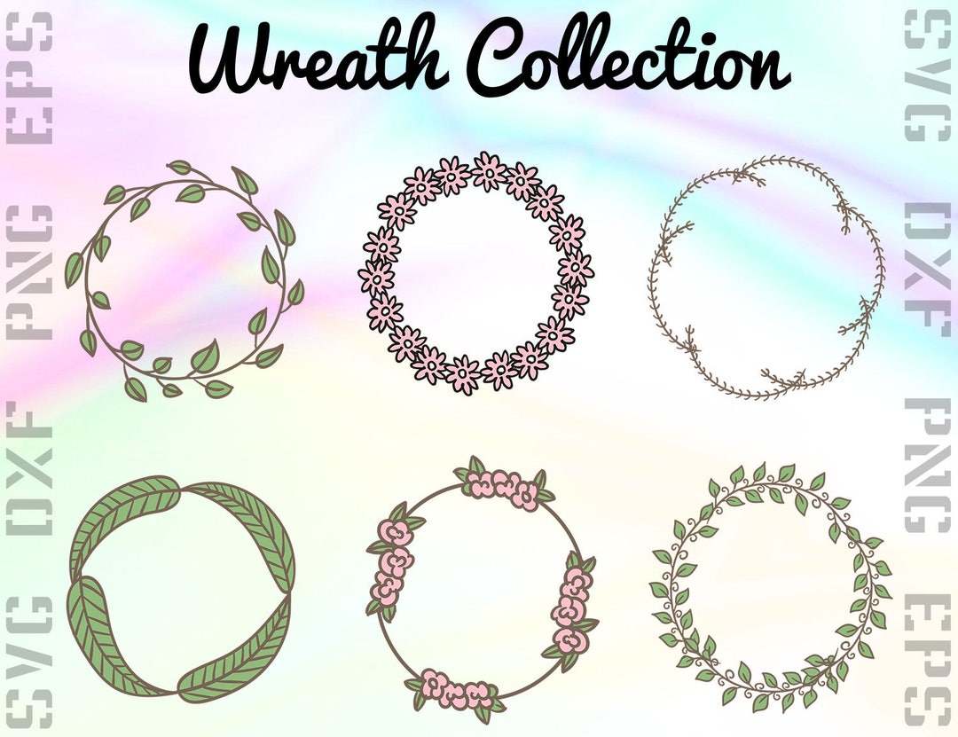 Wreath SVG Files Flower Wreath Dxf Files Wreath Clipart - Etsy